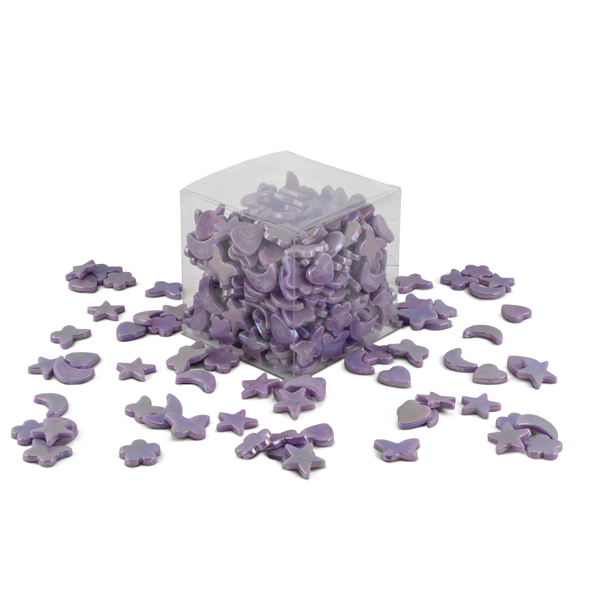 Purple Cutie Pie Iridised Assorted Glass Shapes 800g **School Bulk Buy ...